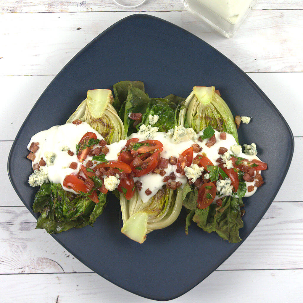 Grilled Little Gem Lettuce with Blue Cheese Dressing A Gourmet Food Blog