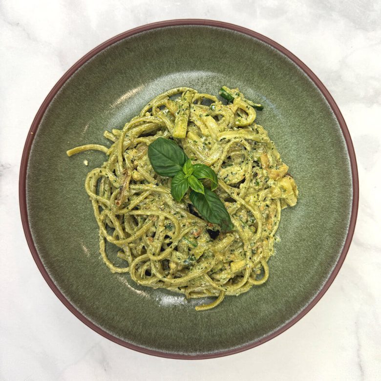 Zucchini Pasta with Pistachio-Basil Pesto – A Gourmet Food Blog